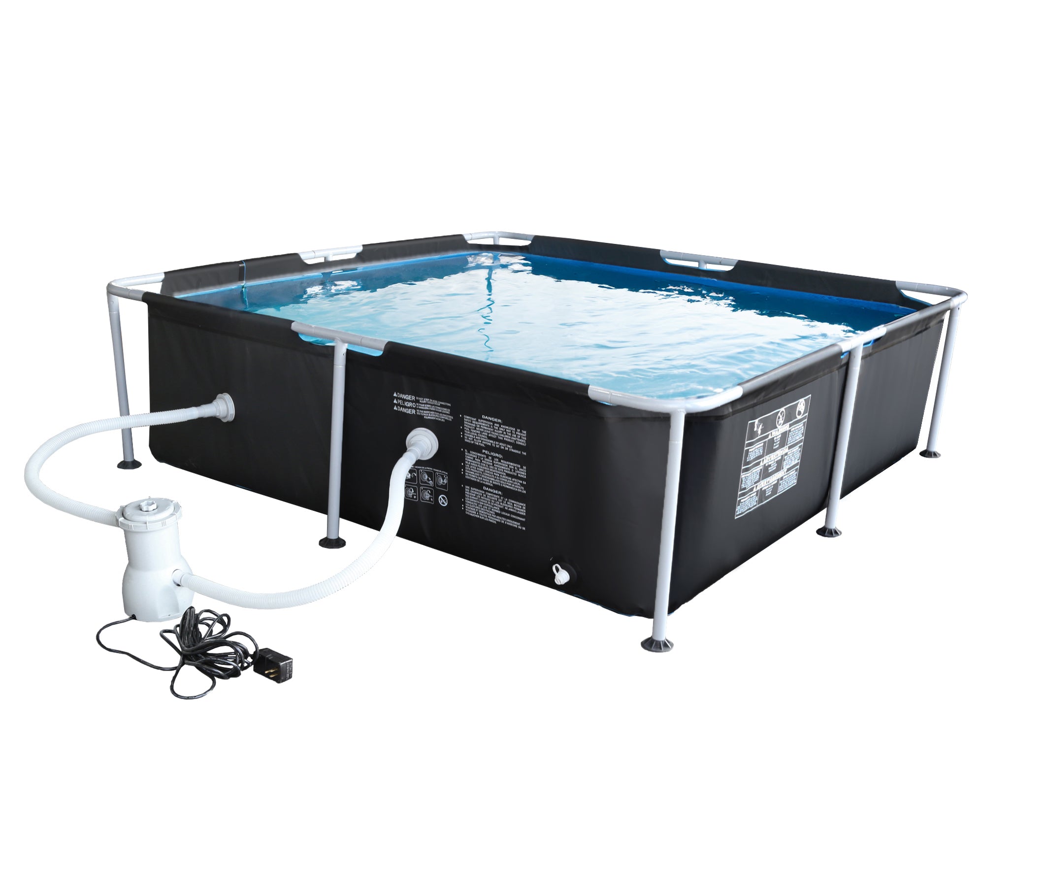 Lark 7' Square Metal Frame Splash Pool with 530 gallon Filtration Pump ...